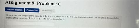 Solved Assignment 9 Problem 10 Previous Problem Problem