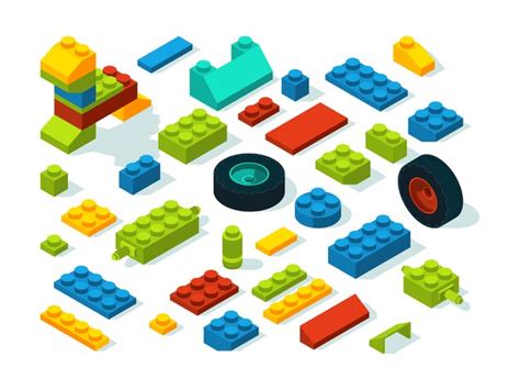 Premium Vector Isometric Constructor Blocks 3d