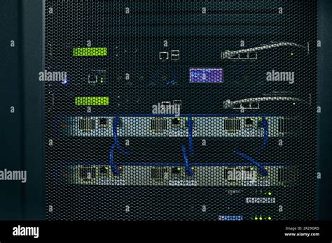 Server Room Empty Or Cables In Hardware For Internet Connection Computing Network Or Cyber