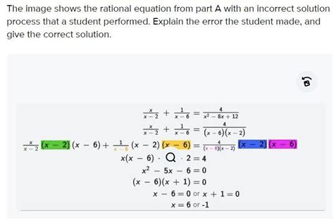 Part B The Image Shows The Rational Equation From Part A With An