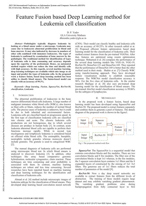 pdf feature fusion based deep learning method for leukemia cell