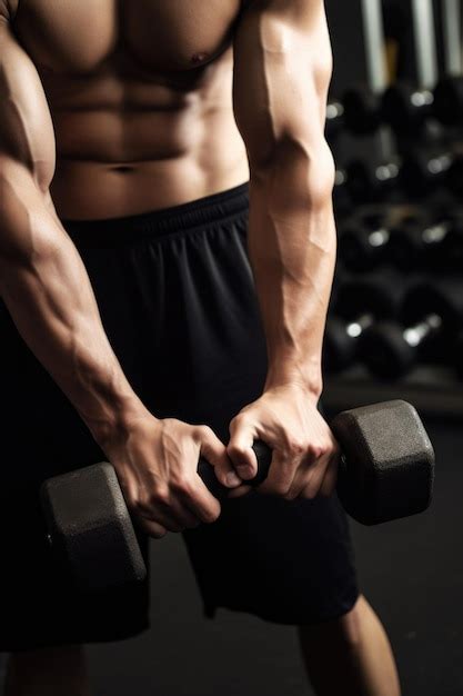 Premium Ai Image Cropped Image Of A Man Lifting Dumbbells At The Gym