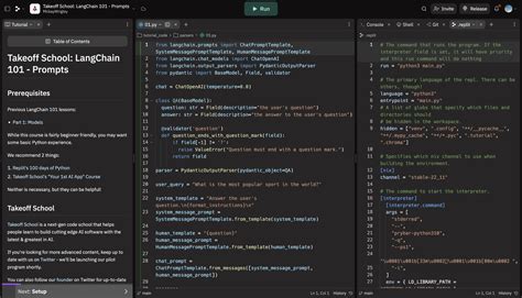 Takeoff School Langchain 101 Prompts Replit