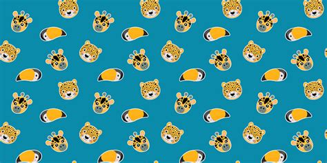 푸른 배경에 아기 표범 기린 무지개 두칸 총구의 만화 원활한 패턴 벡터 귀여운에 대한 스톡 벡터 아트 및 기타 이미지 귀여운