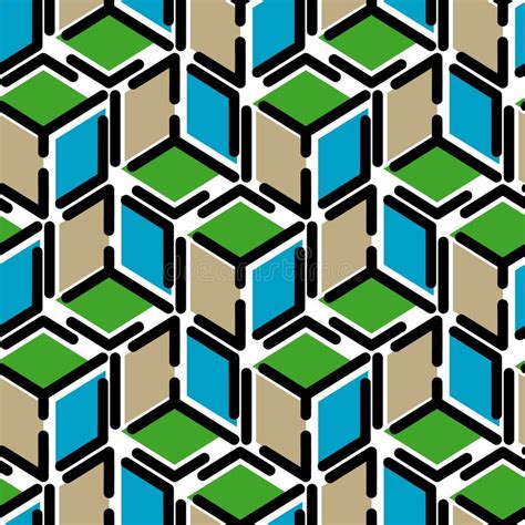 Seamless Abstract Cube Geometric Vector Cool Pattern Stock