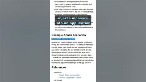 Owasp Mobile Top 10 Inadequate Supply Chain Security Youtube