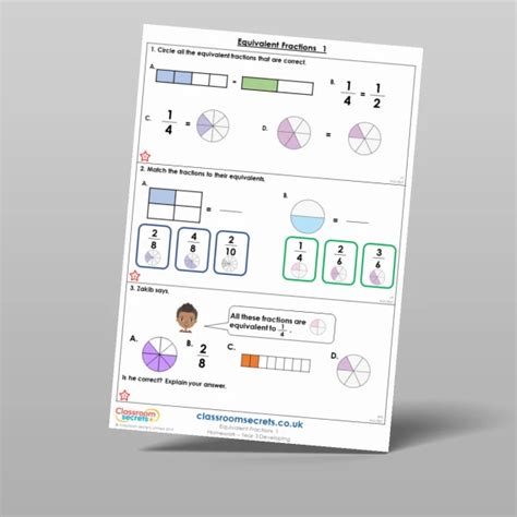 Year 3 Equivalent Fractions 1 Homework Resource Classroom Secrets