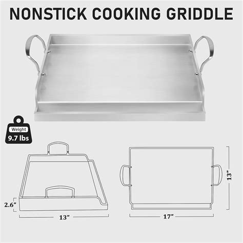 17 X 13 Ceramic Nonstick Stainless Steel Griddle For Gas Grill Char
