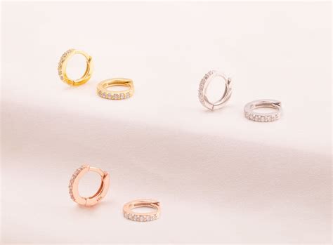 Minimalist And Dainty Cz Second Hole Huggie Hoop Earrings Two Etsy