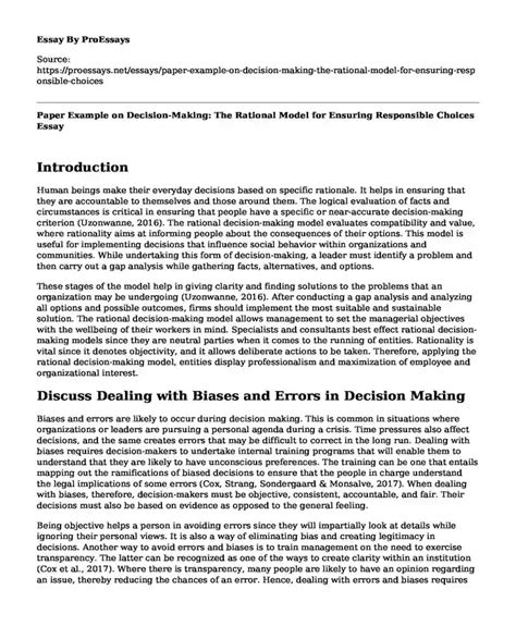 📌 Paper Example On Decision Making The Rational Model For Ensuring