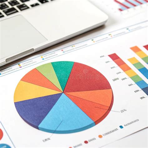 Colorful Pie Chart Representing Data Isolated On White Background Stock