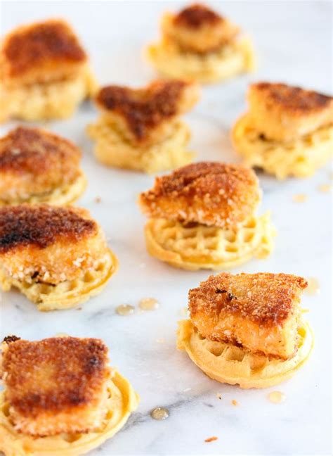 Chicken And Waffle Bites With Maple Syrup Drizzle Lisas Dinnertime
