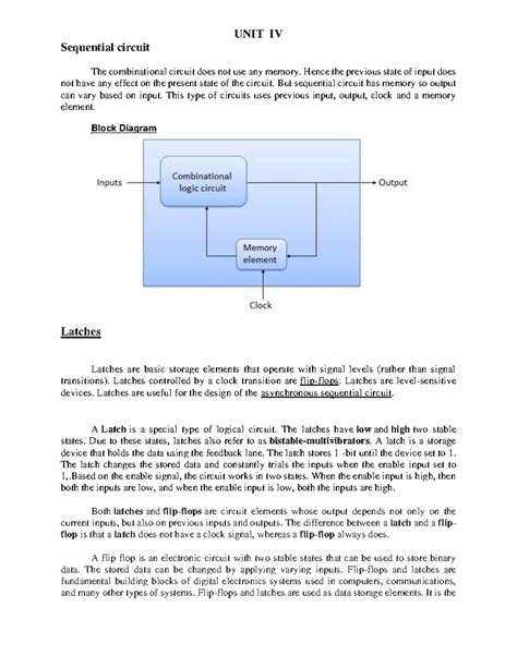 Digital Electronics Last Unit Unit Iv Sequential Circuit The