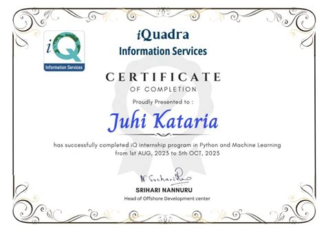 internshipcompletion python machinelearning professionalgrowth