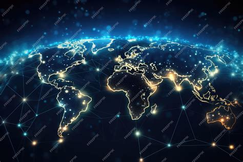 Premium Ai Image World Map With Interconnected Node