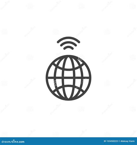 Global Wireless Internet Connection Line Icon Stock Vector Illustration Of Communication