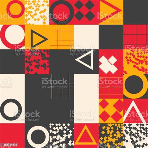 다양한 벡터 모양과 요소로 만든 기하학적 추상 패턴 디자인 그래픽 0명에 대한 스톡 벡터 아트 및 기타 이미지 0명 고풍