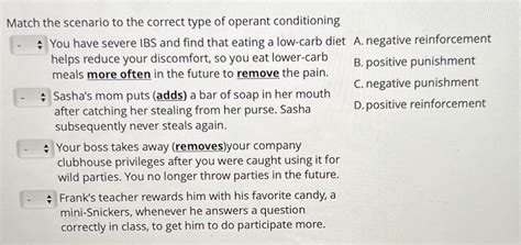 solved match the scenario to the correct type of operant