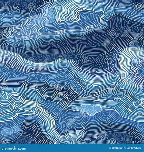 generative ai topographic map seamless pattern stock illustration