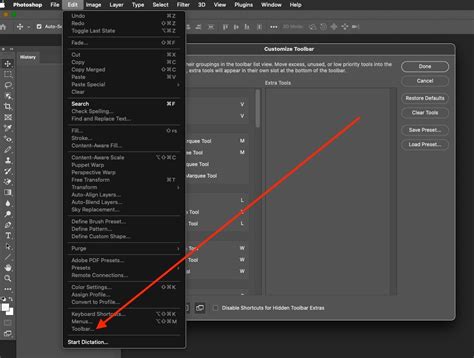 Solved Customize Toolbar Dialog Box Is Missing In Photosh Adobe