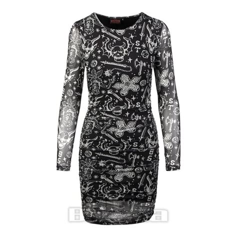 Stranger Things Hellfire Club Mesh Dress Blue Banana Uk