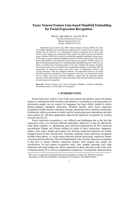 Pdf Fuzzy Nearest Feature Line Based Manifold Embedding For Facial Expression Recognition