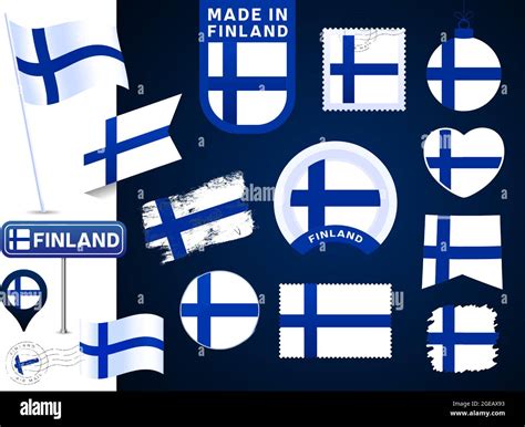 Finland Flag Vector Collection Big Set Of National Flag Design