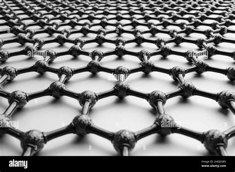 3d Rendering Of Silver Structure Of The Graphene Or Carbon Surface Abstract Nanotechnology