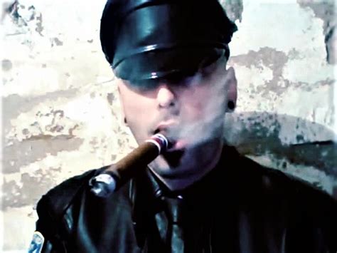 Man Smoke Archive Leather Master Smokes A Stoogie For Cyber Slave Thisvid Com