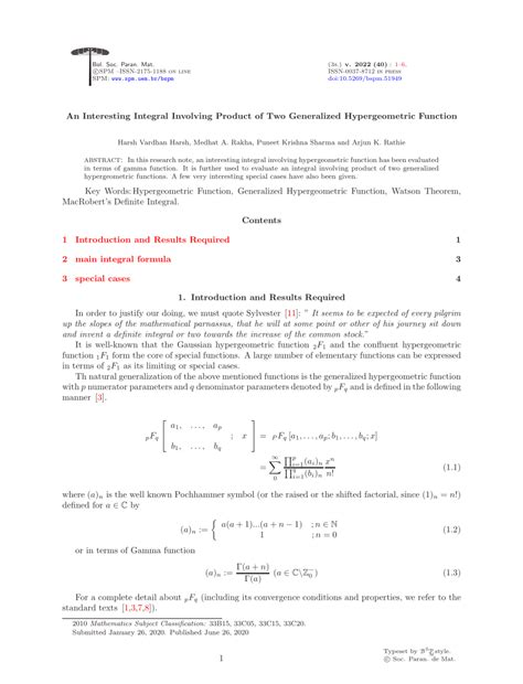 Pdf An Interesting Integral Involving Product Of Two Generalized