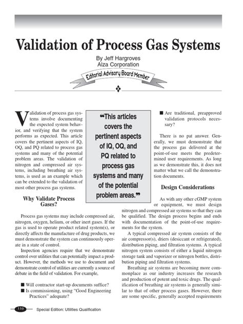 Validation Of Process Gas Systems Pdf Flow Measurement Calibration