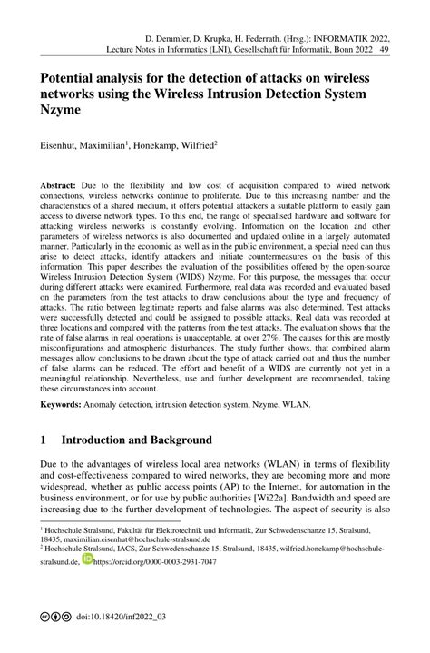 Pdf Potential Analysis For The Detection Of Attacks On Wireless