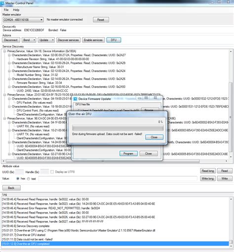 Nrf DK Ble Uart Project With Dfu Template Error During Firmware Upload Nordic Q A