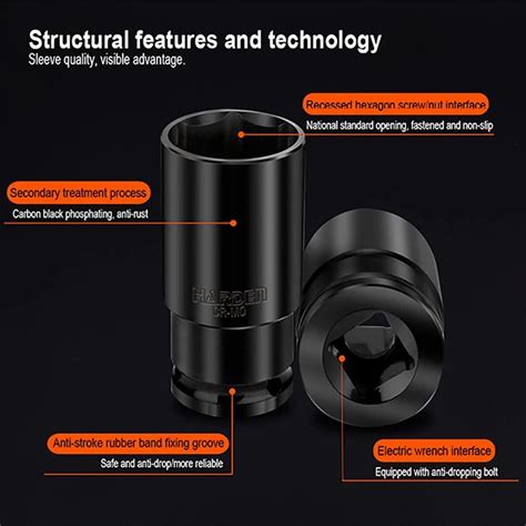 Harden 10pcs 1 2 Deep Impact Socket Set Hexagonal Socket Design Crmo