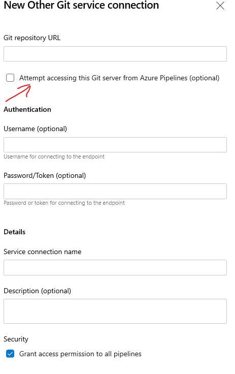 unable to trigger automatic build of source code from external git in azure devops using