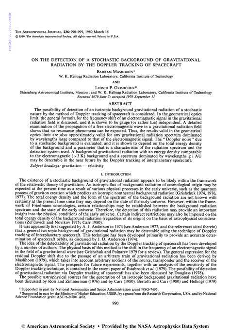 Pdf On The Detection Of A Stochastic Background Of Gravitational Radiation By The Doppler