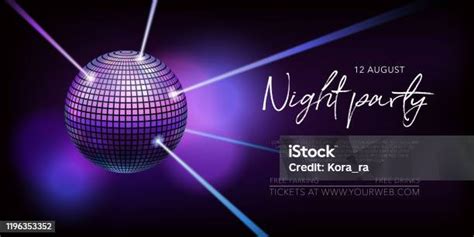 야간 파티 벡터 일러스트 포스터 디스코 나이트 클럽 콘서트 발표 또는 인터넷 배너 미러볼에 대한 스톡 벡터 아트 및 기타 이미지 미러볼 벡터 Dj Istock