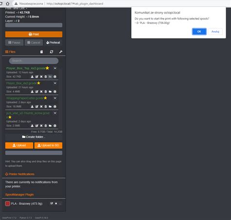 Confirmation Dialog Shows Wrong Data · Issue 196 · Ollisgitoctoprint Spoolmanager · Github