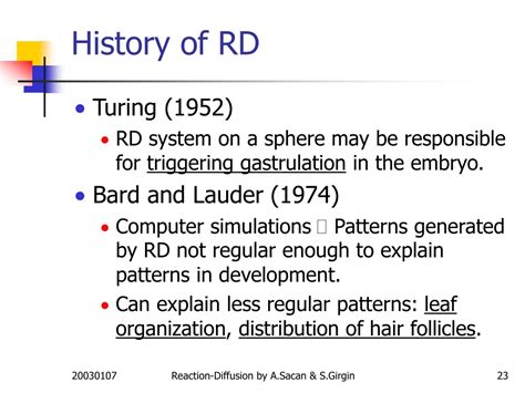 Ppt Exploring Reaction Diffusion Patterns History Modeling