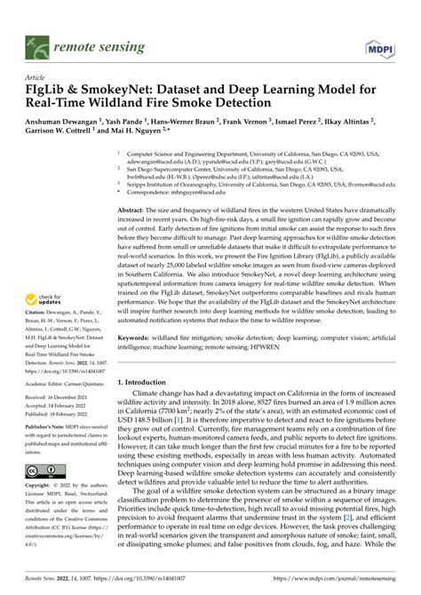 Pdf Figlib And Smokeynet Dataset And Deep Learning Model For Real Time Wildland Fire Smoke