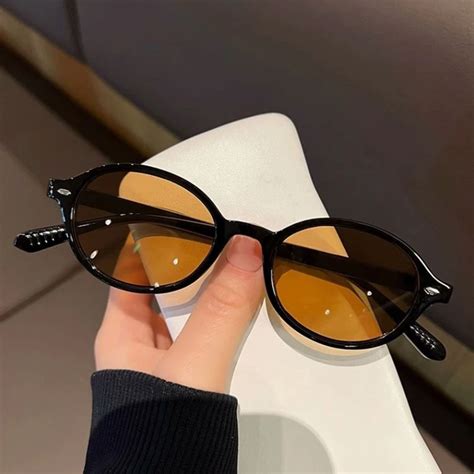New Vintage Oval Sunglasses Women Men Luxury Brand Small Rectangle Sun