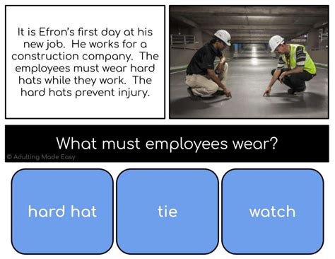 Vocation Simplified Reading Comprehension Activity