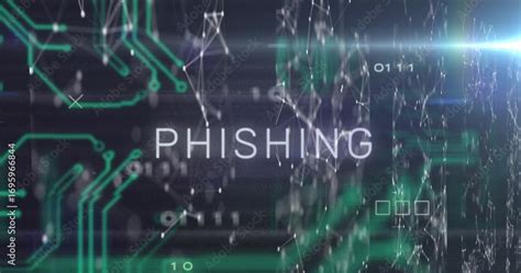 Displaying Phishing Text On Cyber Backdrop Green Circuit Node Network