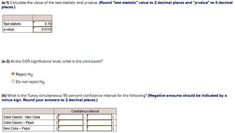 Solveda 1 Calculate The Value Of The Test Statistic And P Value