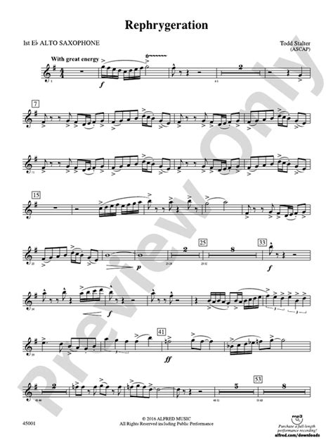 Rephrygeration E Flat Alto Saxophone E Flat Alto Saxophone Part