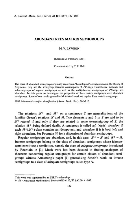 PDF Abundant Rees Matrix Semigroups