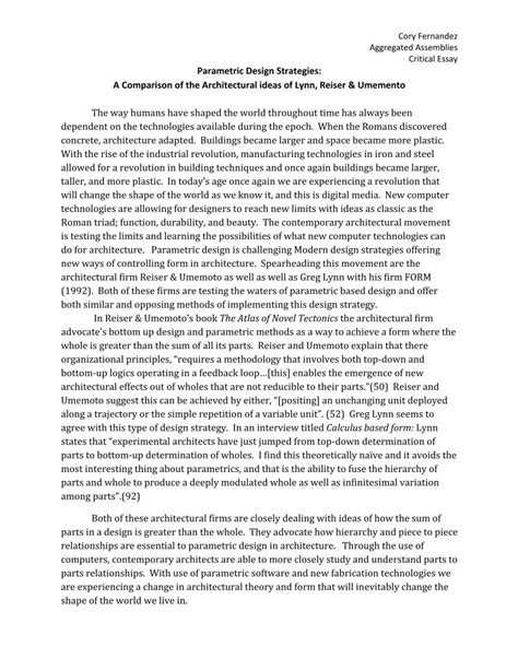 Pdf Parametric Design Strategies A Comparison Of The Architectural Ideas Of Lynn Reiser