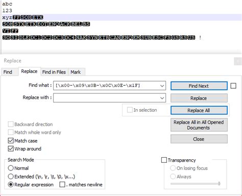 Regex How To Remove What Are Apparently Control Characters In Notepad Super User