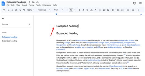 How To Add Collapsible Expandable Headings In Google Docs
