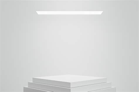 상자 스탠드 개념흰색 배경에 빈 연단 또는 받침대 디스플레이 빈 제품 선반 서 배경 3d 렌더링 0명에 대한 스톡 사진 및 기타 이미지 Istock